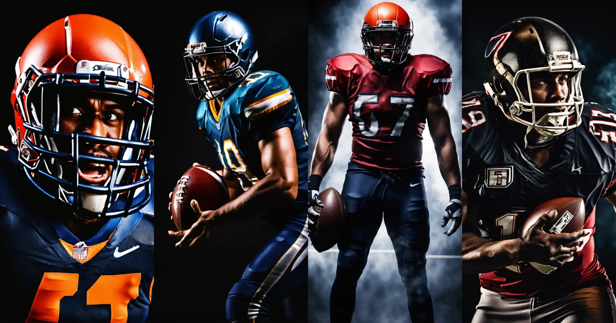 Lexica - Portrait of aggressive American football player, photography ...