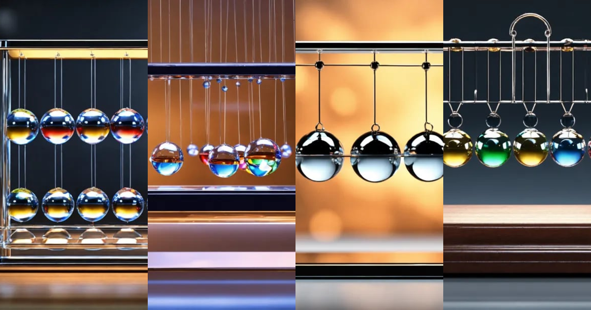 Lexica - Newtons cradle, five crystal clear transparent bouncing balls ...