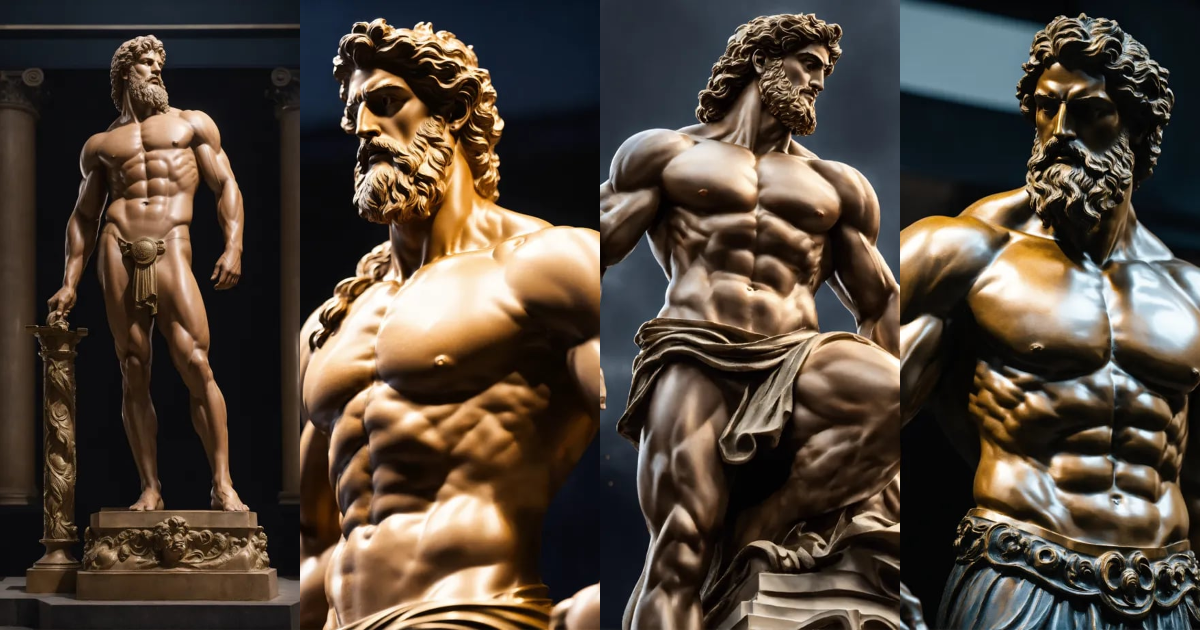 Lexica - A Statue from a muscular Greek god Statue with a wavey middel ...