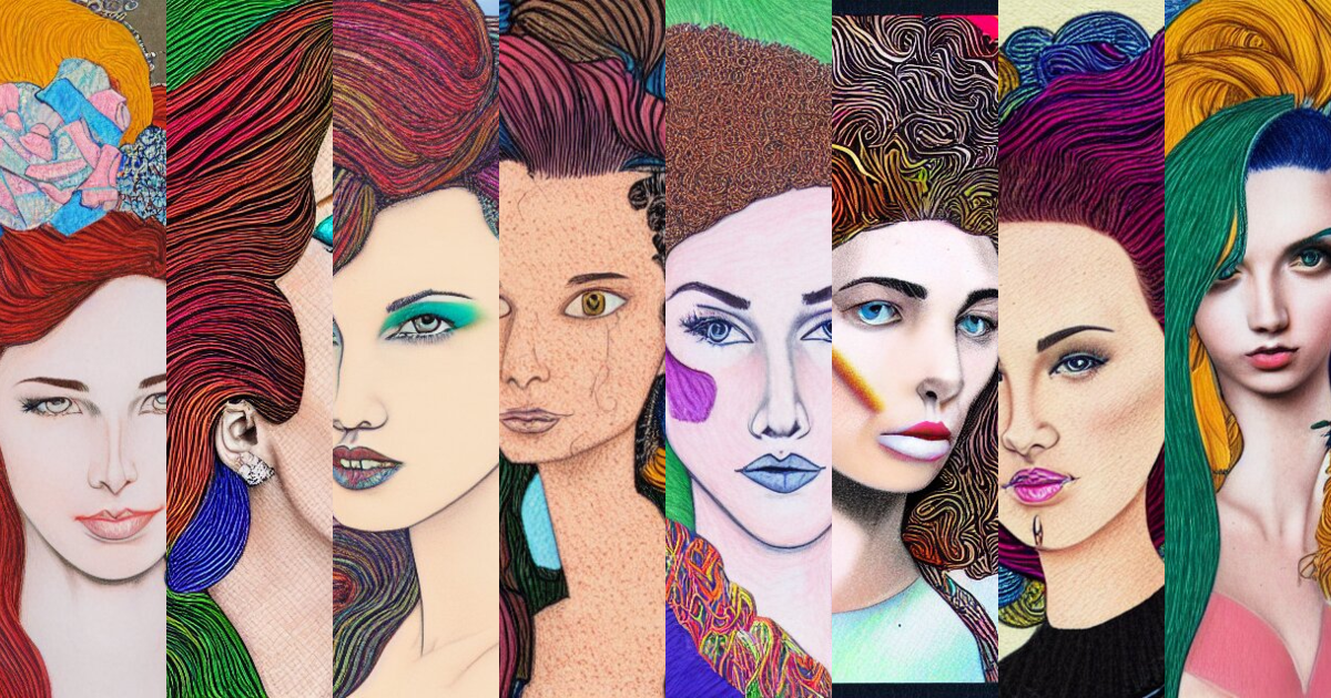 Lexica - A young woman with an extravagant hair style, colored pencil ...