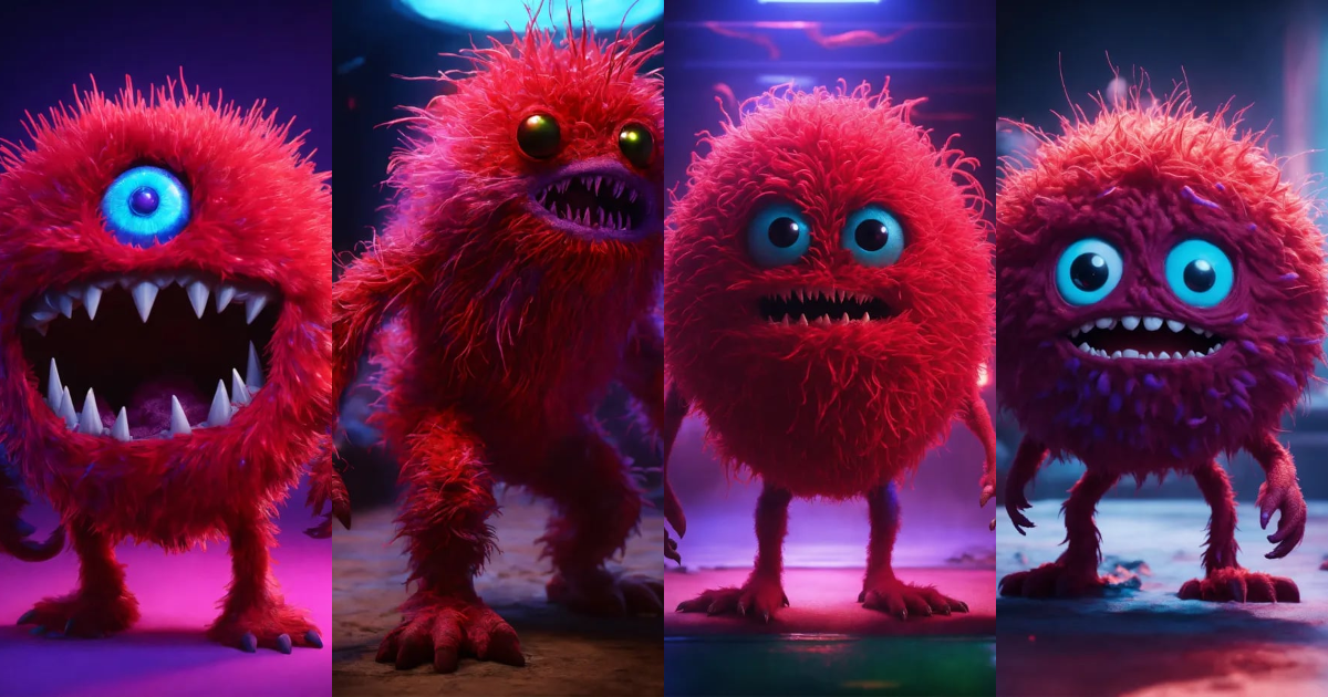 Lexica - CGI! scary looking red germ monster character. jock. Highly ...