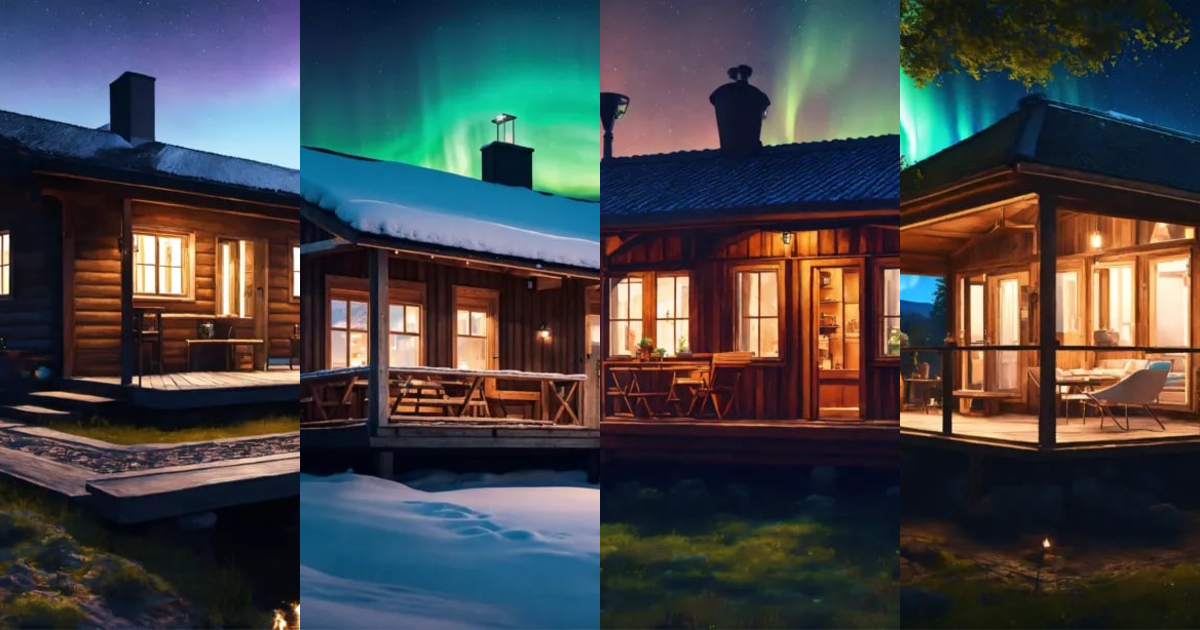 Lexica - Epic shot of ultra cozy wooden cottage in Sweden with a ...