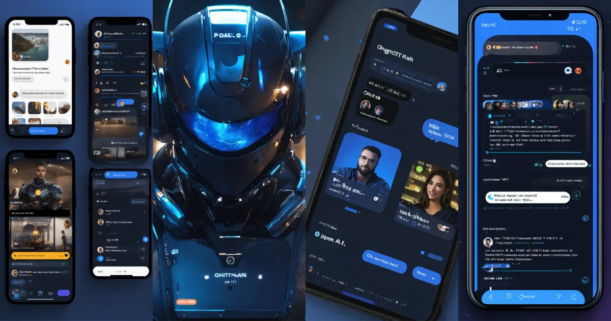 Lexica - Chat GPT, Open AI blue black ux/ui