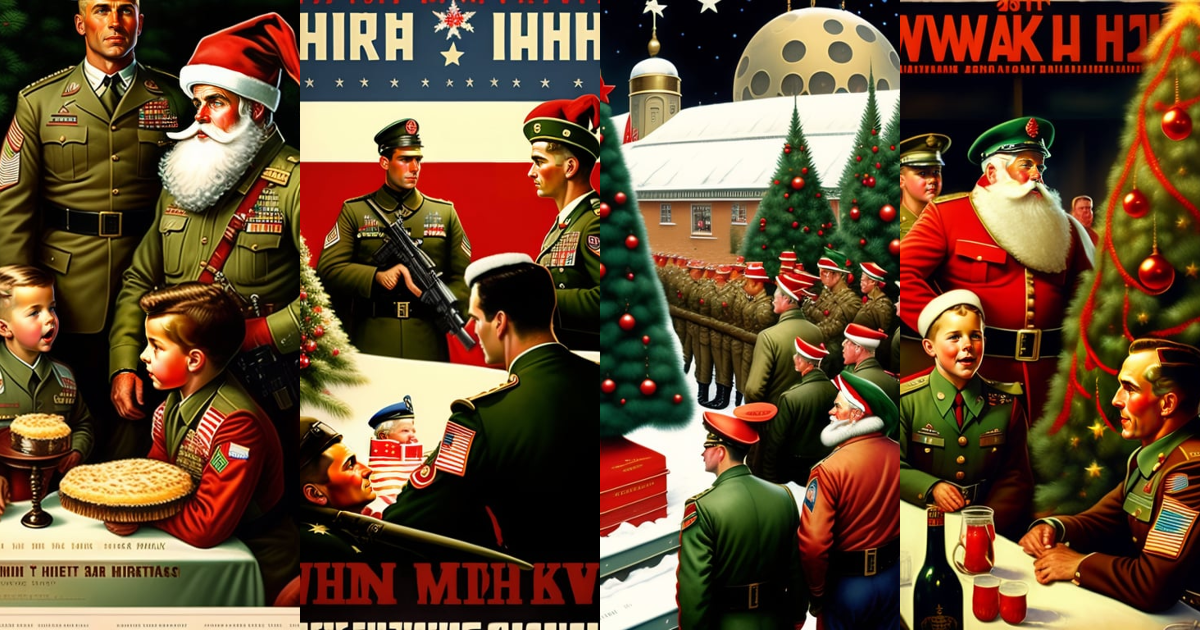 Lexica - Us soldiers celebrating chritmas day,with Santa Claus hats and ...