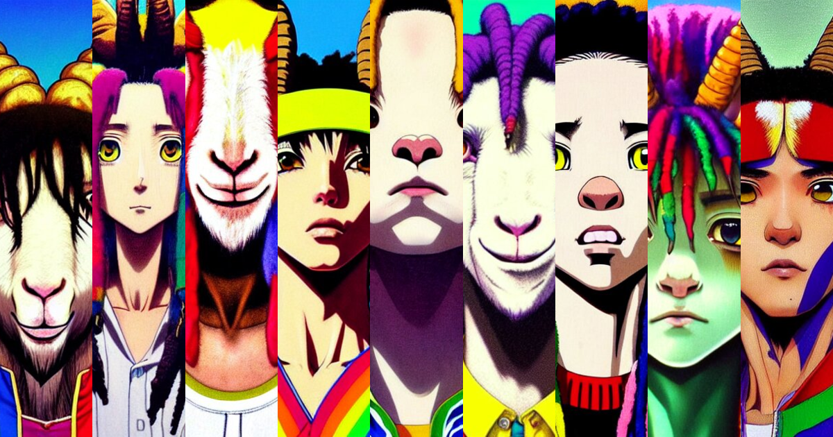 Lexica - Portrait Anime 1984 Rasta Goat Goat wearing-rasta-clothes Soft ...