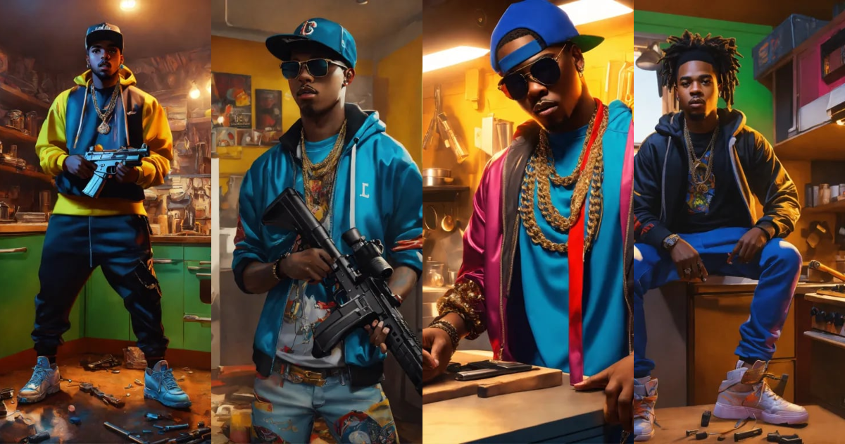 Lexica - Pop art, hyperrealist full body portrait of black rapper "lil ...