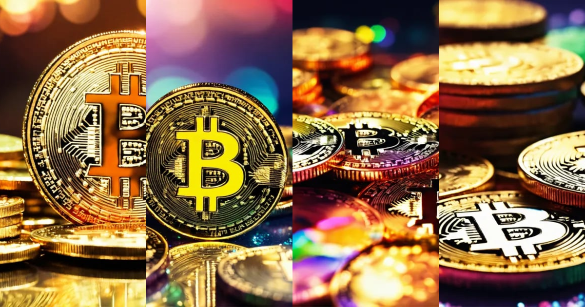 Lexica - In the front are some bitcoin coins on the table with some ...