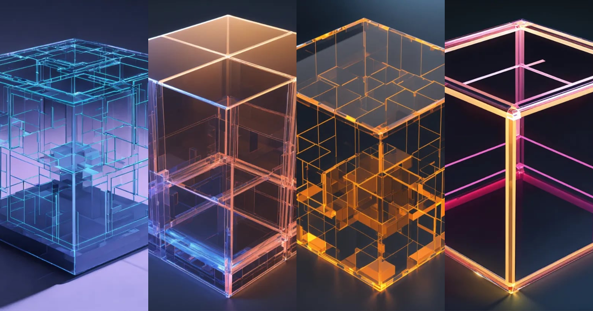 Lexica - Isometric 3d render of a transparent cube highlighting an area ...