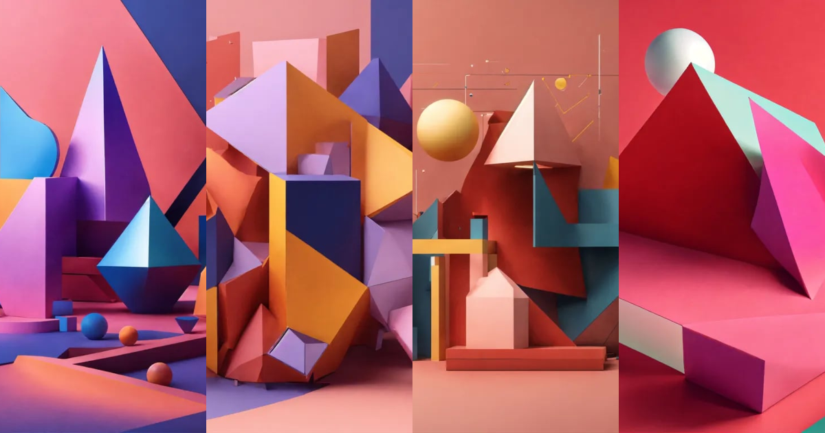 Lexica - 3D abstract shapes, magazine cover, PIVOT, angular, different ...