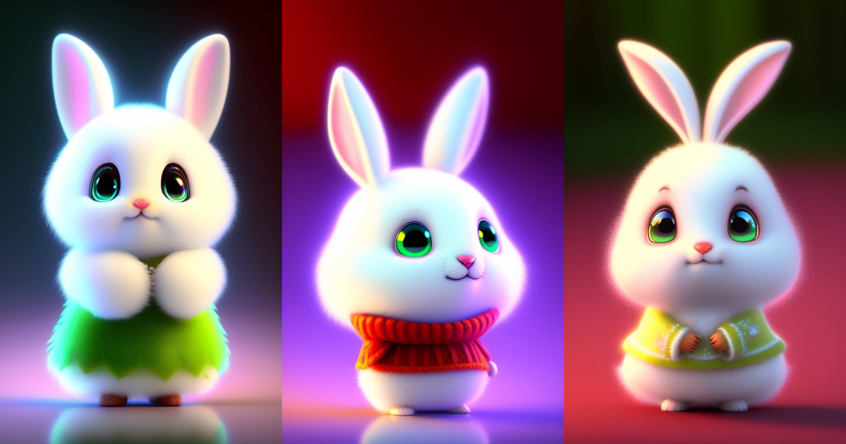 Lexica - Cute baby pixar style white fairy rabbit,Many green lights ...