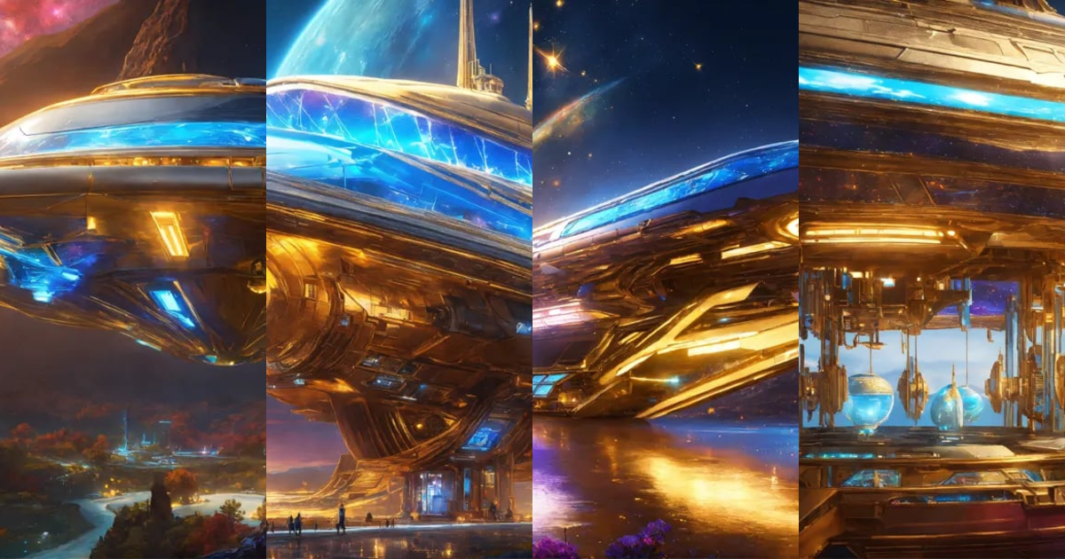 Lexica - Futuristic spaceship,alien design,flying in starry space ...
