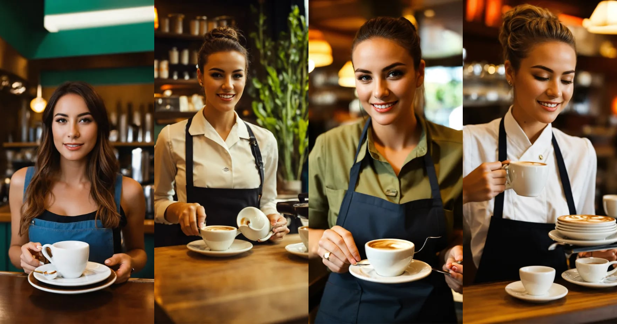 Lexica - Amazing waitress serving an espresso cup