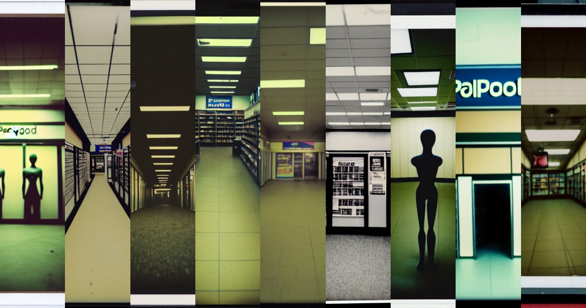 Lexica - Polaroid photograph of the inside of an empty blockbuster ...