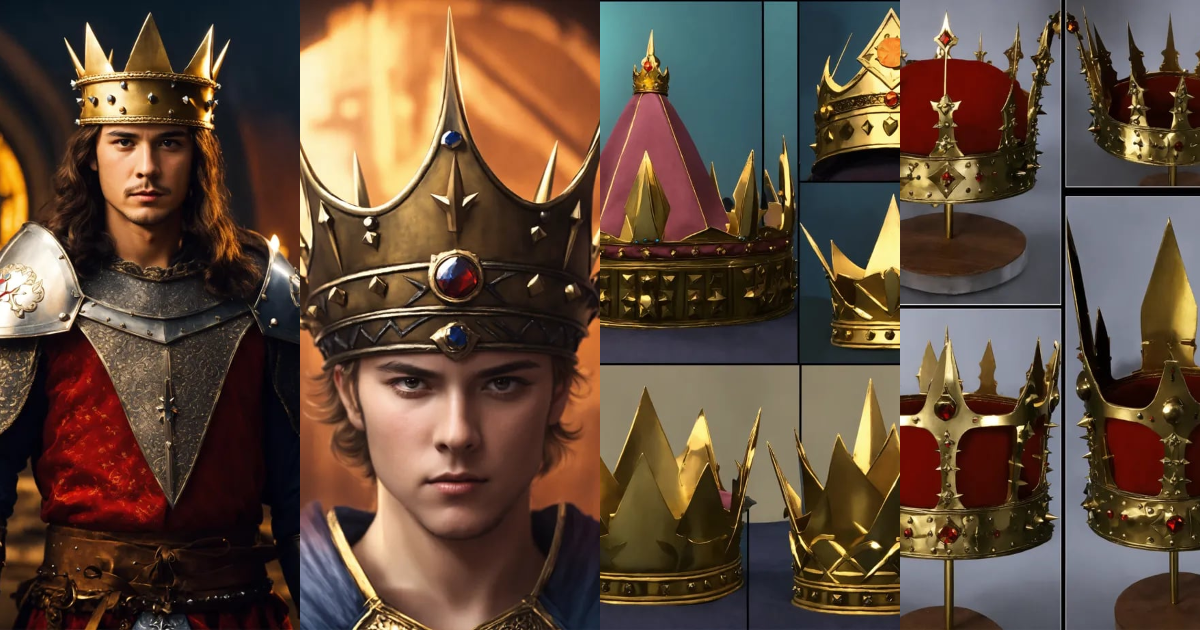 Lexica - Create a crown Medieval king crown with 5 spike in front, it ...