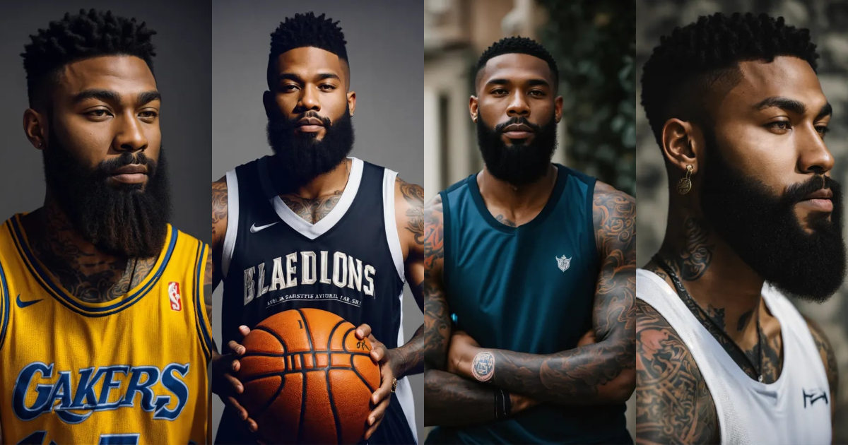 Lexica - Very handsome black male, basketball player, beard, tattoos on ...