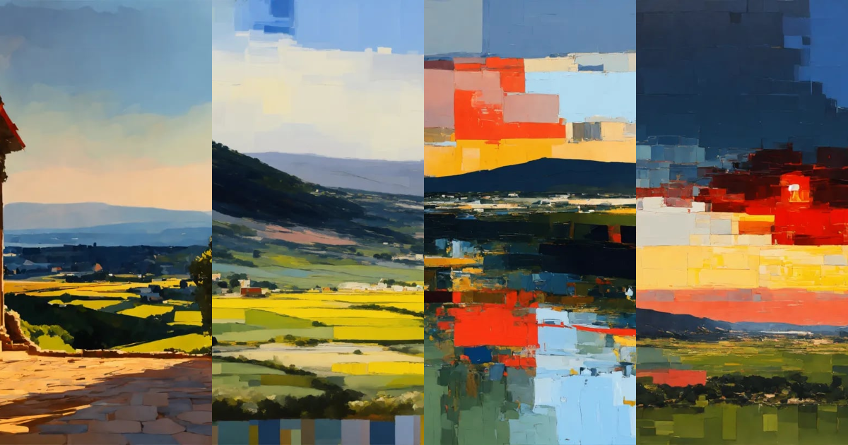 Lexica - La vallée, paysage, oil painting, transparent, in style ...