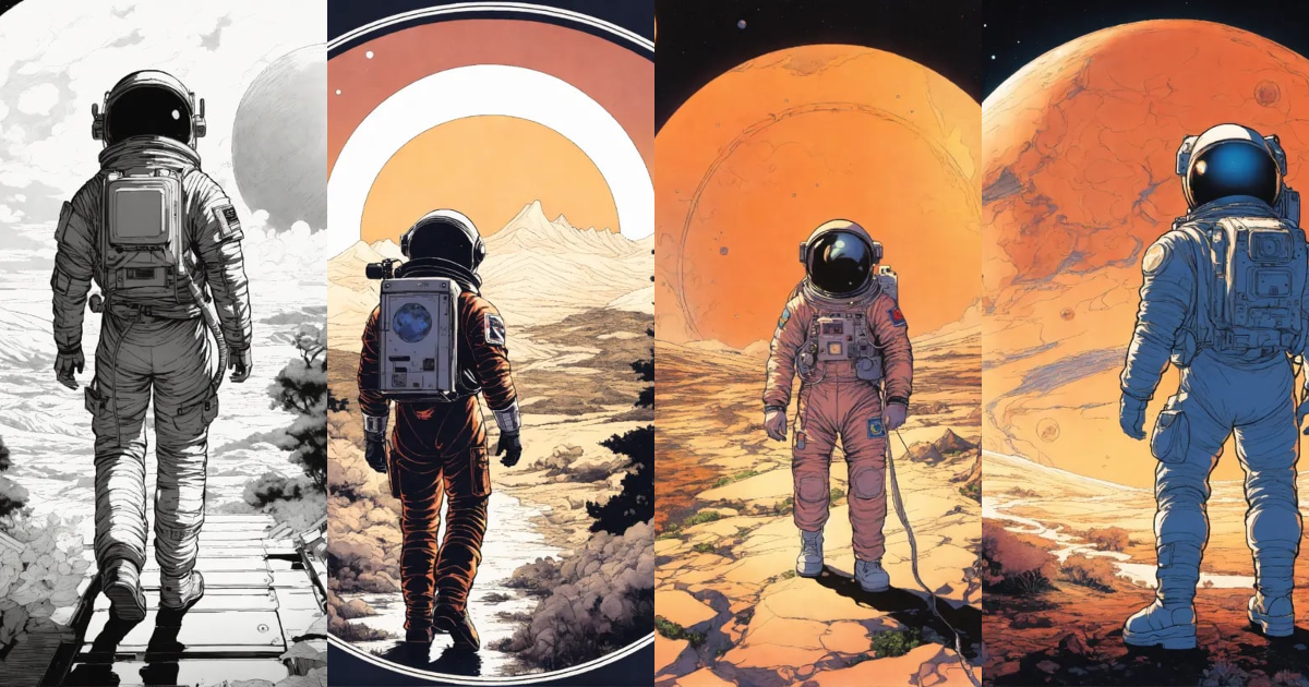 Lexica - Vintage 90's anime style. a lonely astronaut walking on a ...