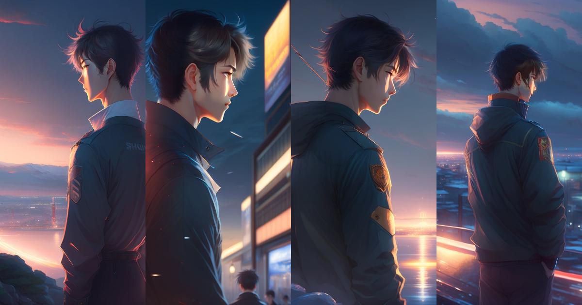 Lexica - Beautiful anime painting of a man holding on a chain from a ...