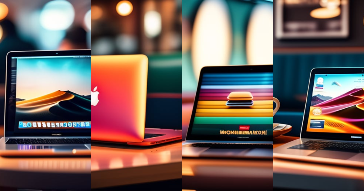 Lexica - Retro style, modern macbook in cafe