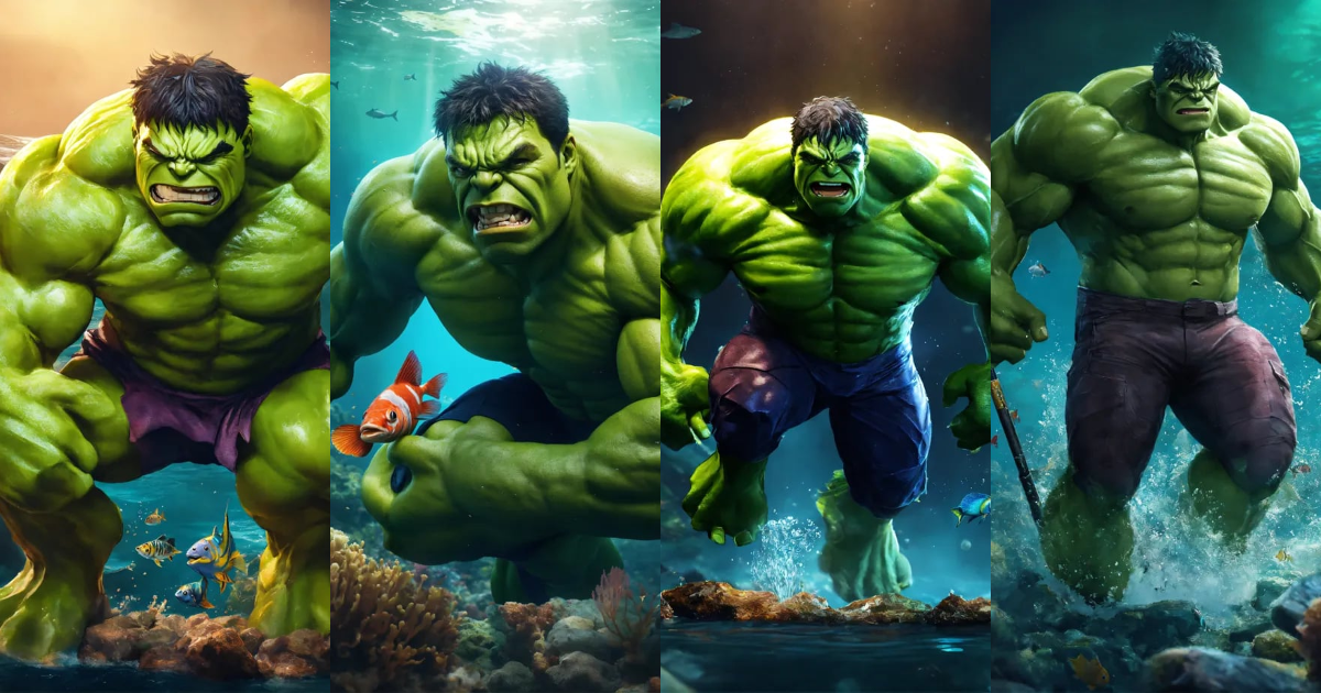 Lexica - Hulk as fish ,4k