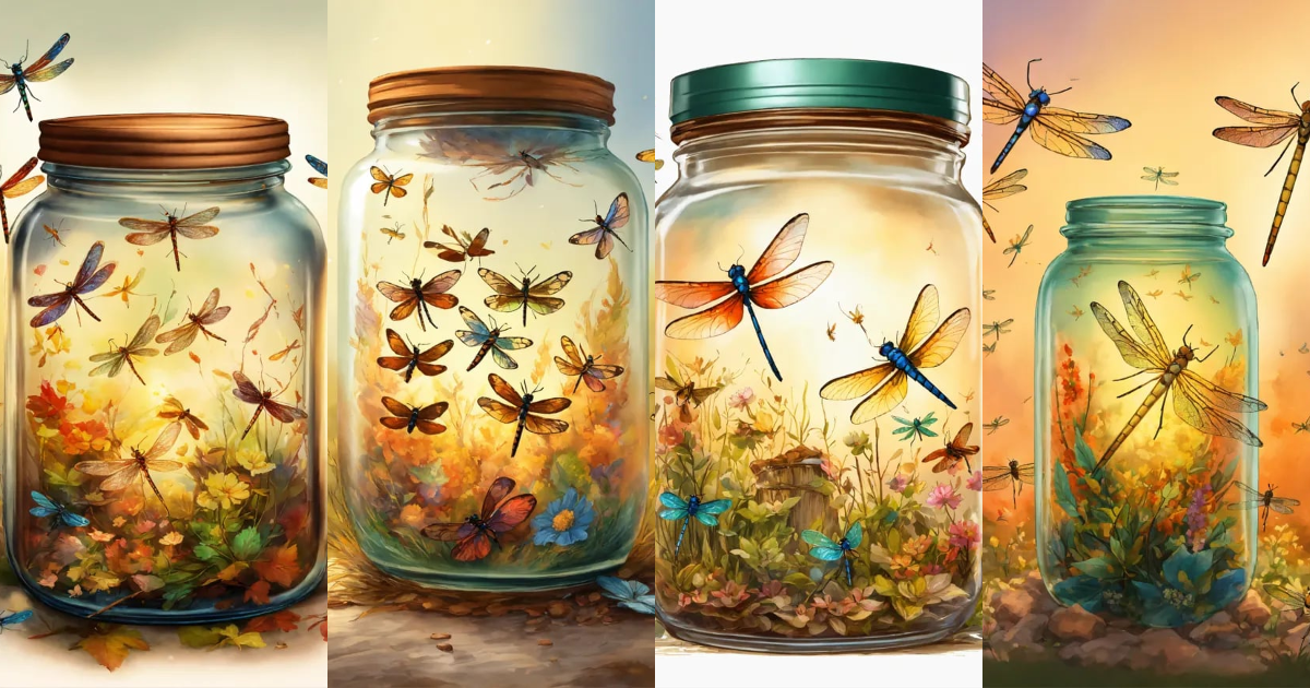Lexica - Create a drawing of an explosion of dragonflies from an open ...