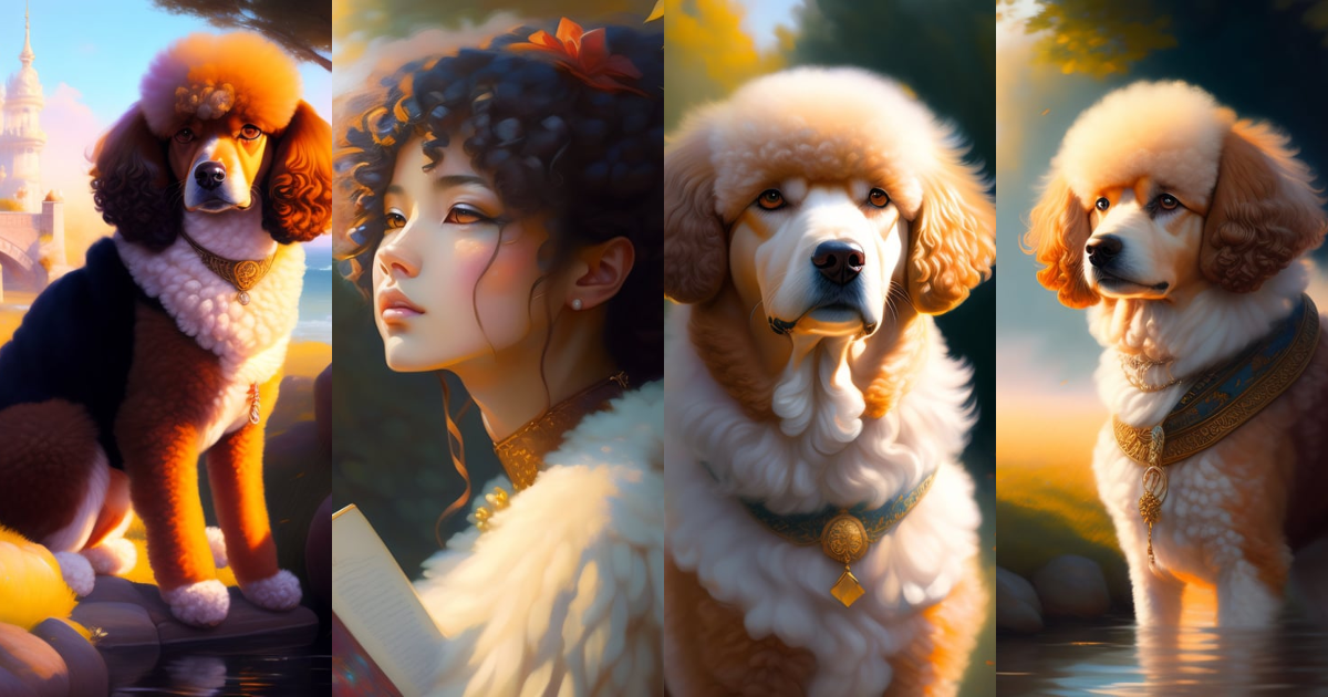 Lexica - Beautiful anime painting of a Poodle Dog, relaxing summer , by ...