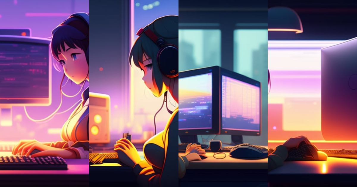 Lexica - Create a high resolution artwork of lofi ,Anime Girl is ...