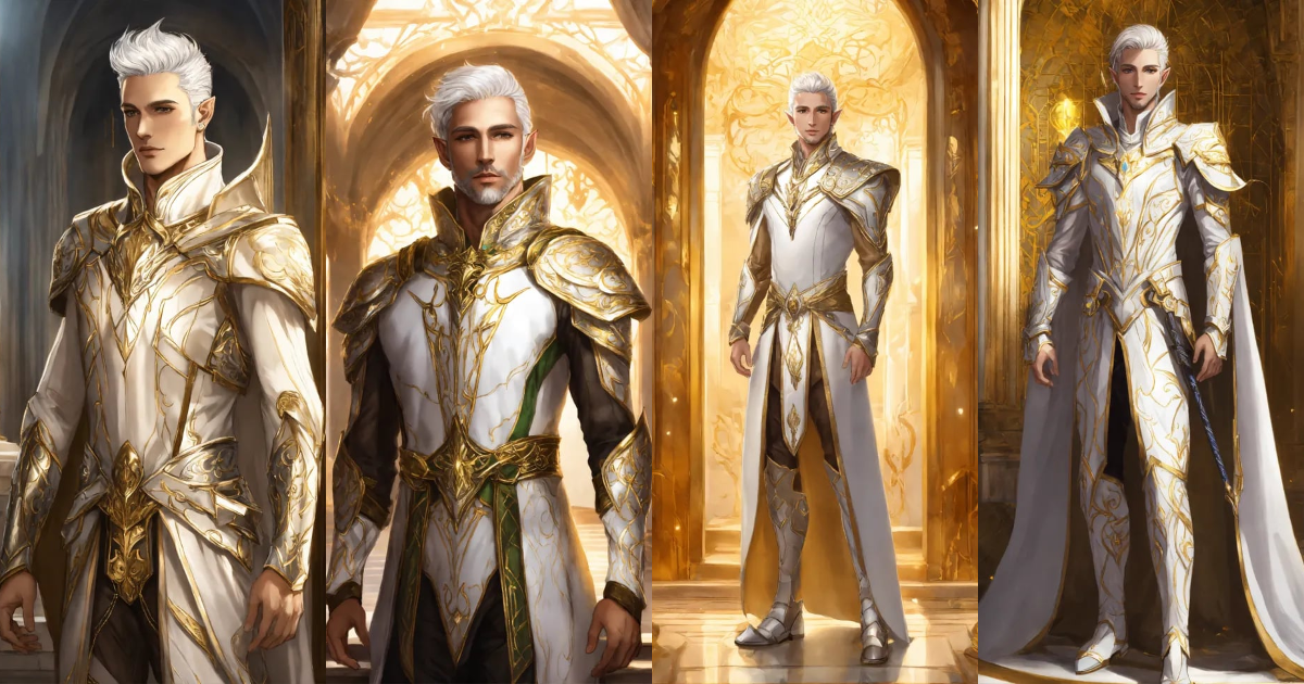 Lexica - Drawing of an elf king, royalty, sci fi, cybernetic, white and ...