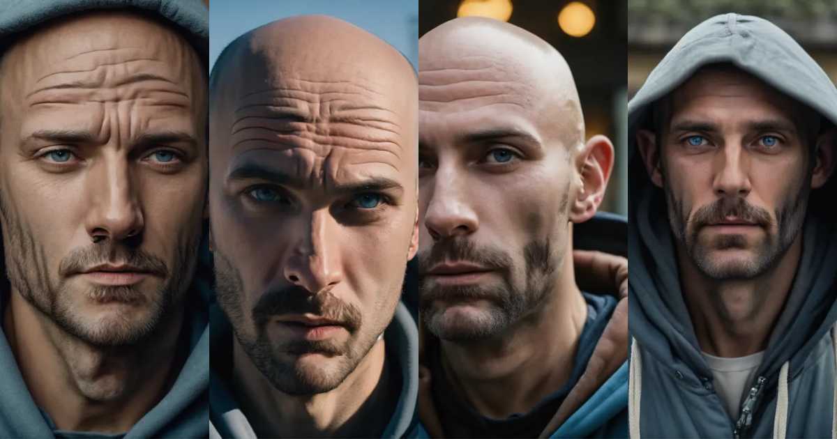 Lexica - A GIANT HOMELESS MAN WITH BALD HEAD, NO MUSTACHE, PROTRUDING ...