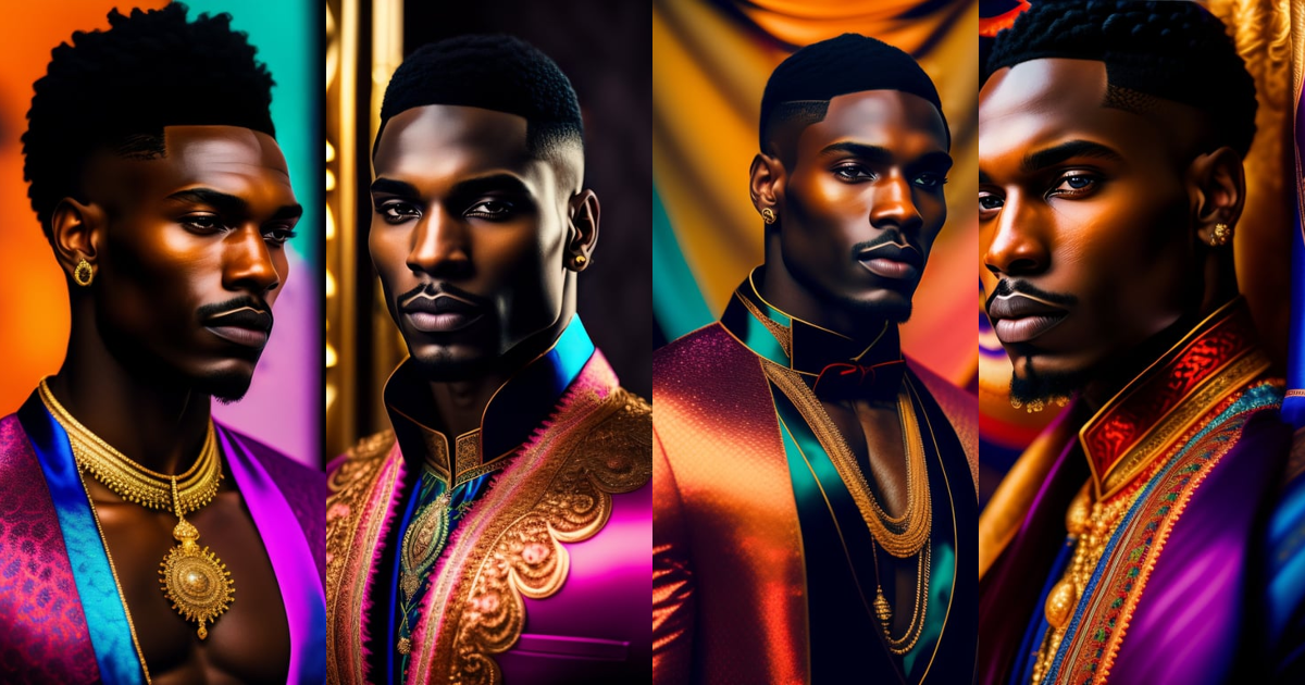 Lexica - A beautiful and mysterious melanated man in an intricate and ...