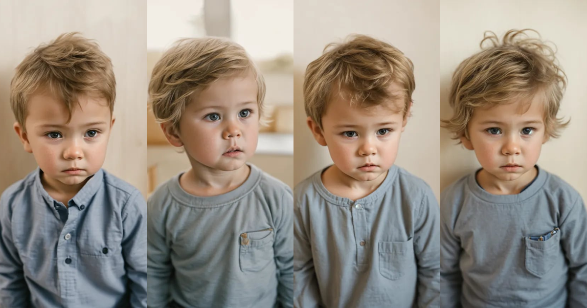 Lexica - A boy toddler staring at nothing, dark blonde