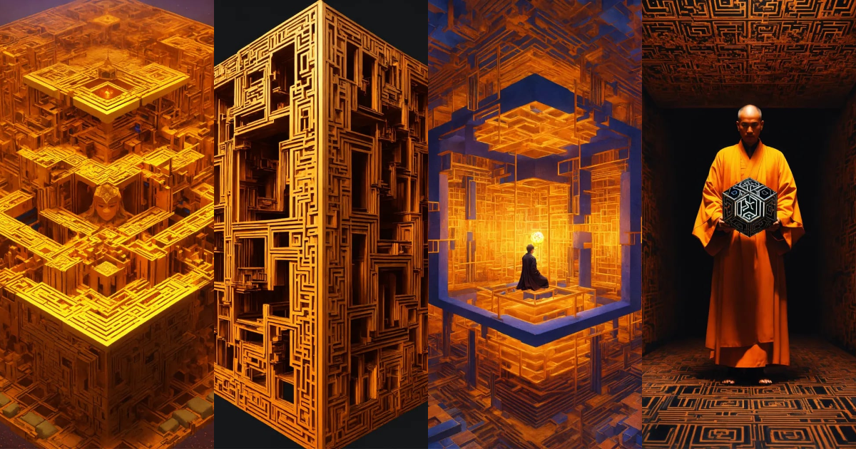 Lexica - Taoist monk tesseract body fractal three point perspective ...