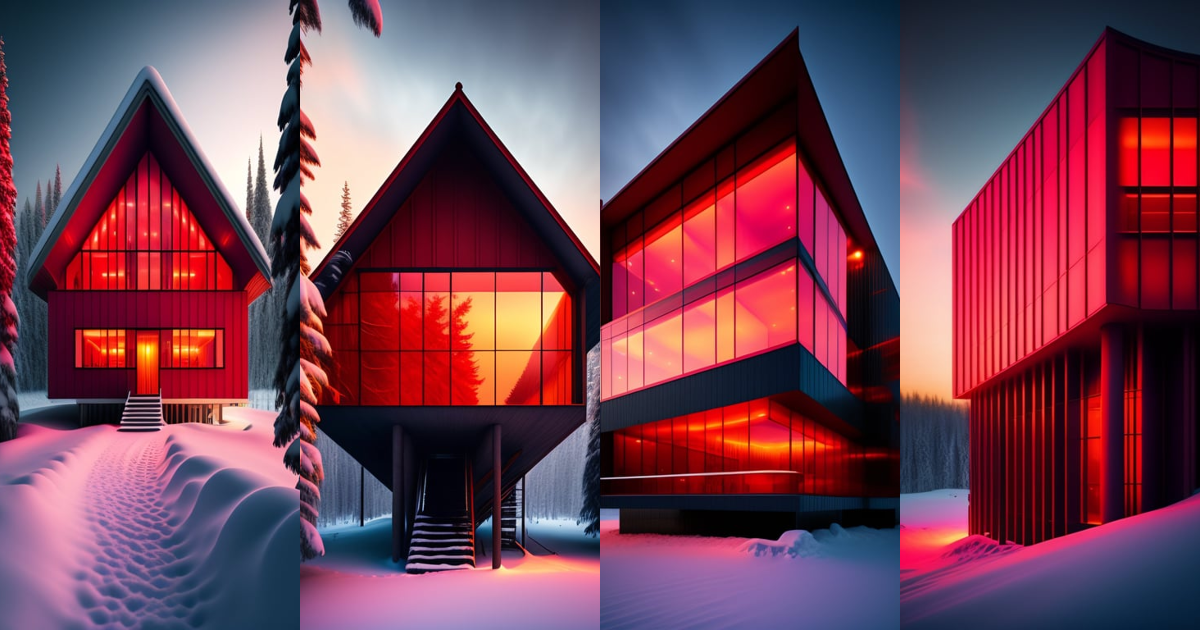 Lexica - Photorealistic Architecture Building red light Winter beautyful