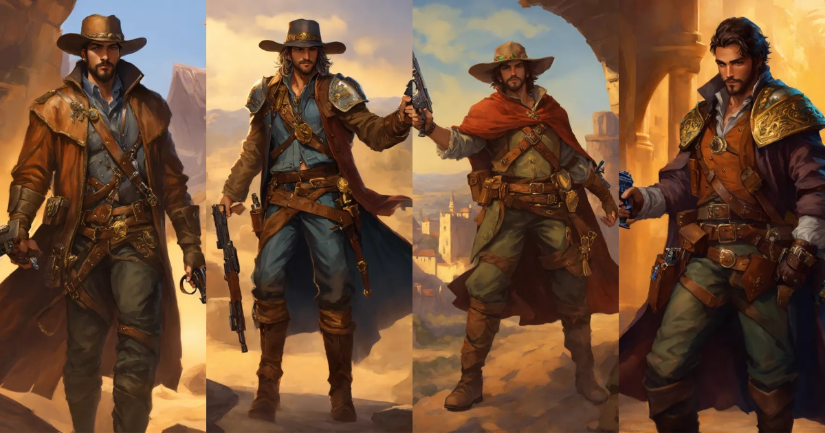 Lexica - Male human bounty hunter treasure seeker, with a dueling ...