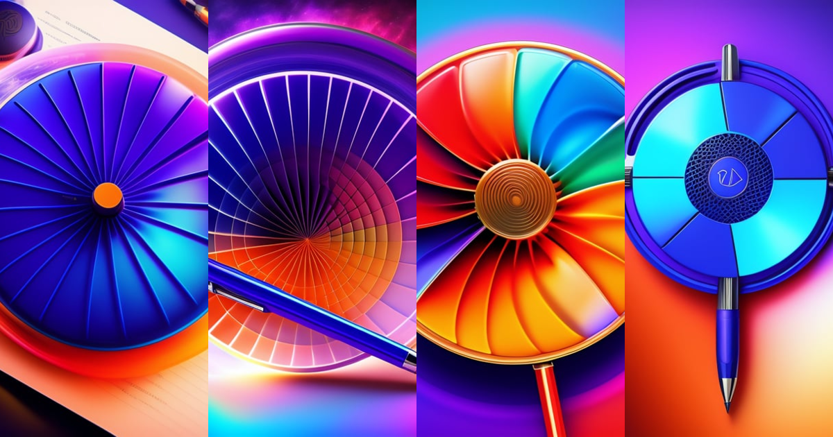 Lexica - Notebook and pen fan art blue purple orange background