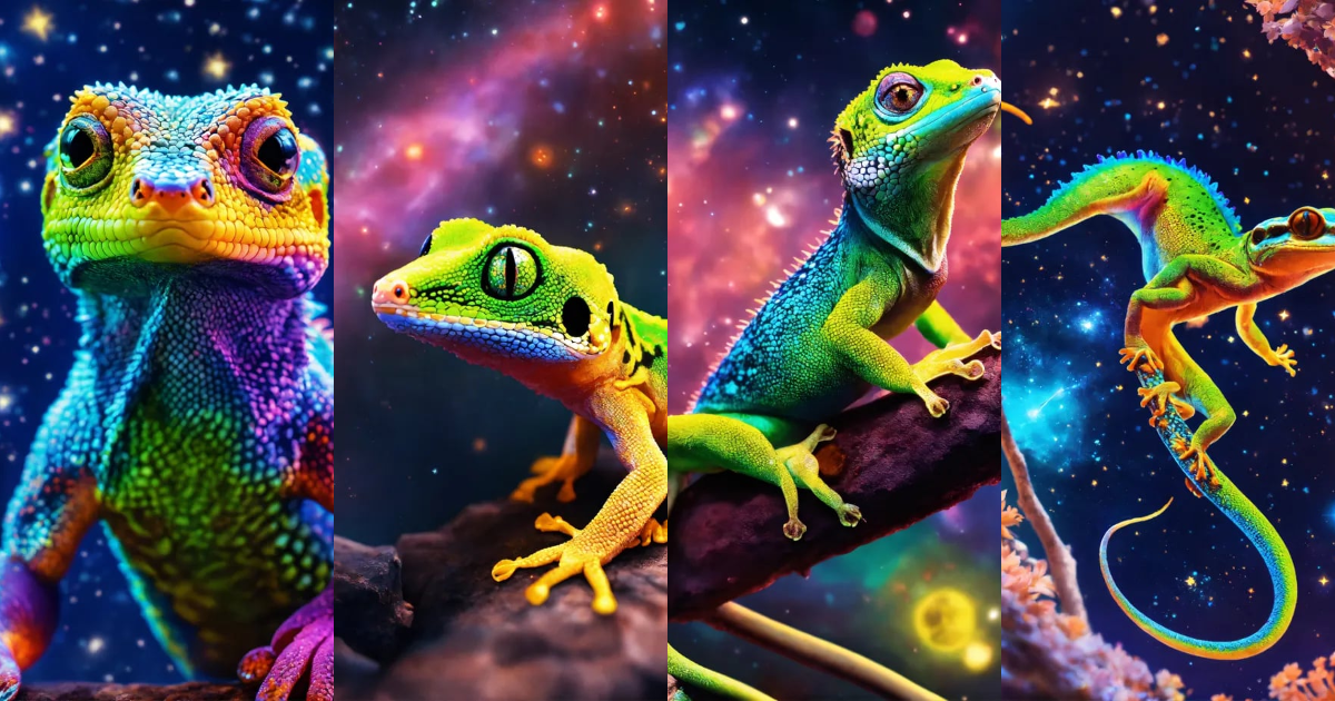 Lexica - Gecko, starry details, Starseed, Celestial esoterica, neon ...