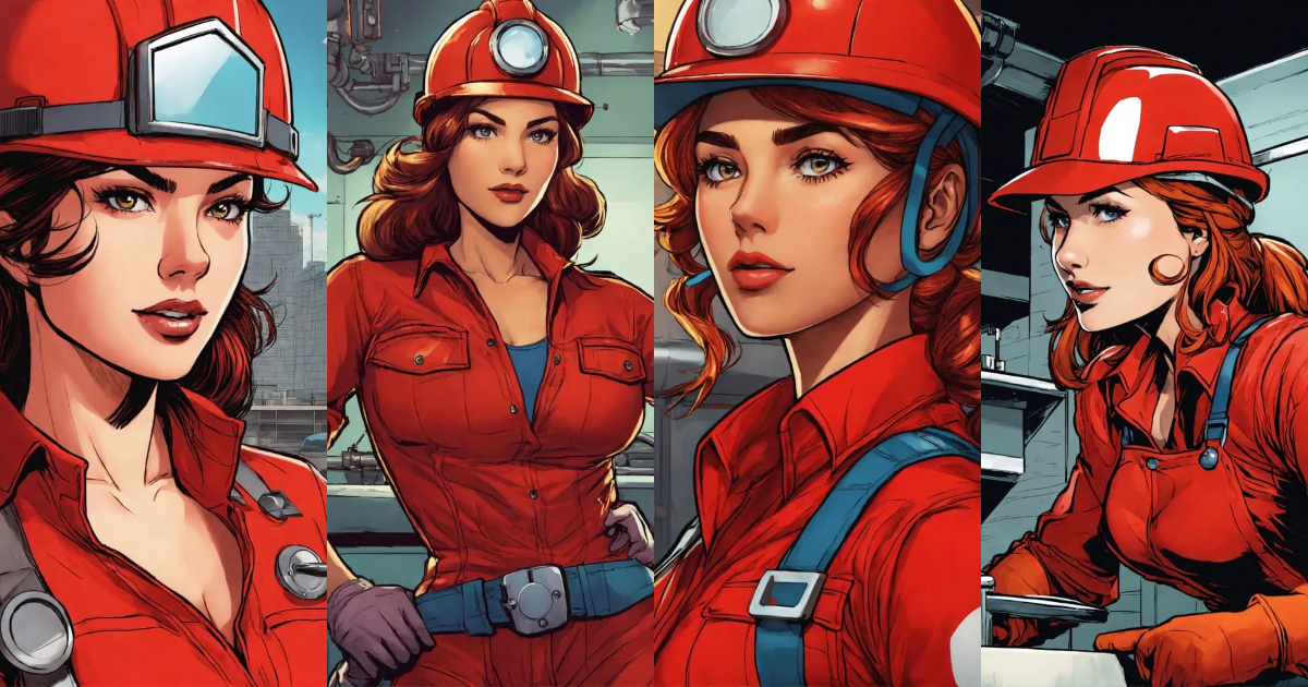 Lexica - Close up of a heroic plumber in a red outfit and red hard hat ...