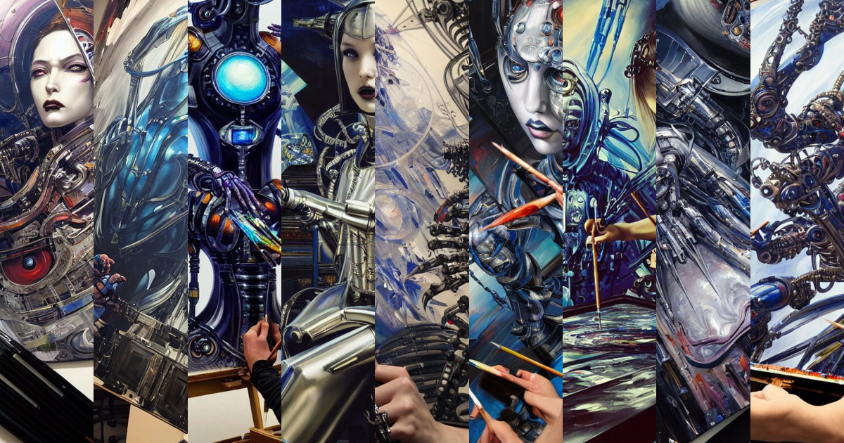 Lexica - photo of futuristic holy futuristic cyborg-robot-painter ...