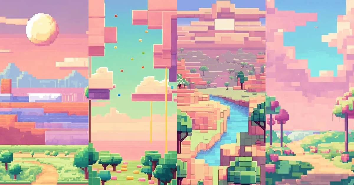 Lexica - Flat empty pastel overhead candy themed pixel sprite landscape