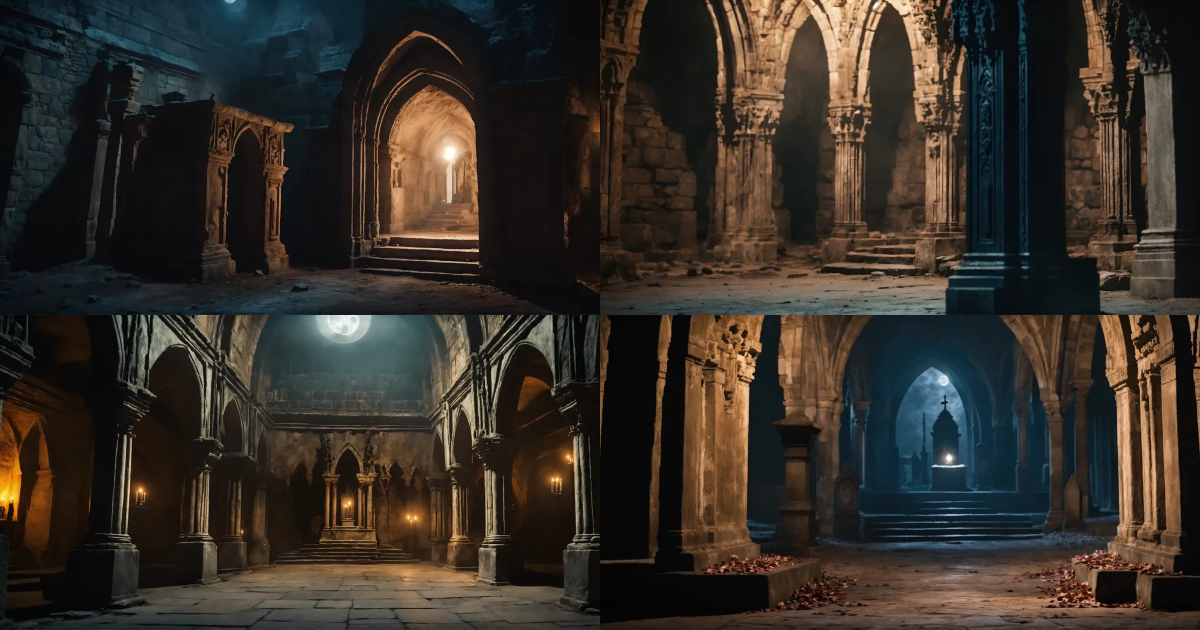 Lexica - Cinematic vampire underworld movie look, old gothic crypt ...