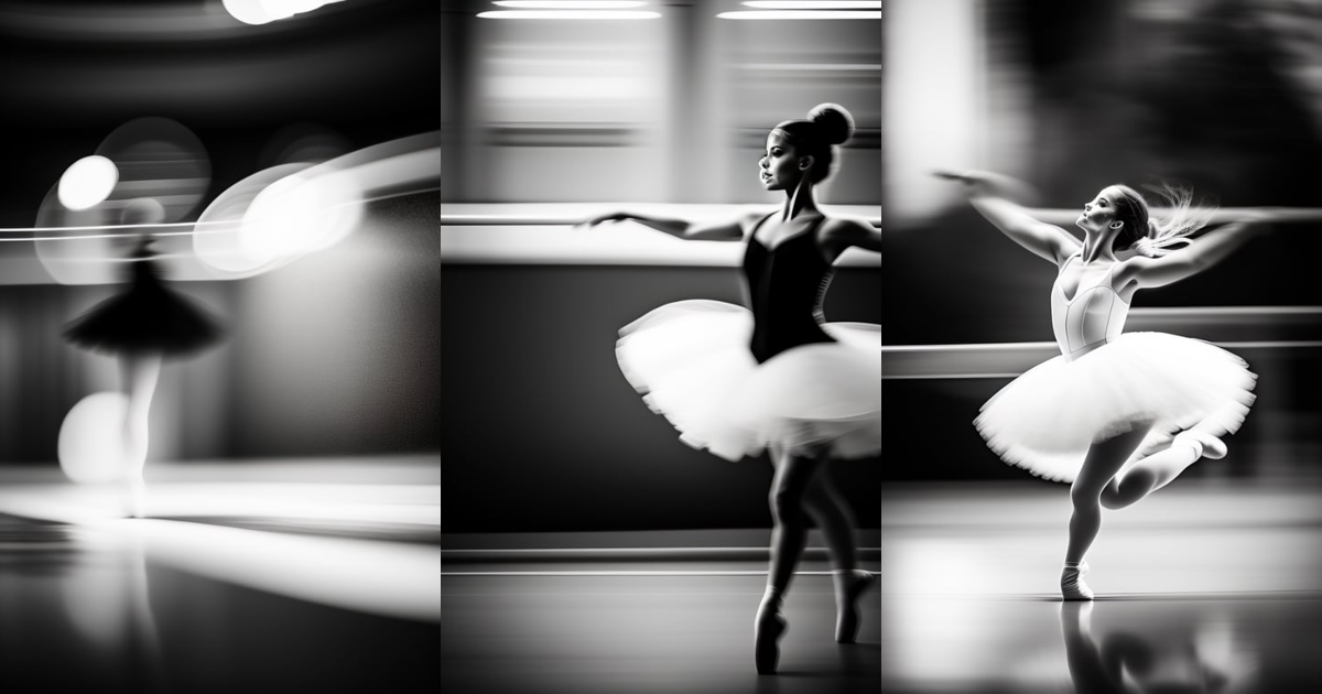 Lexica - BALLERINAS photography, motion blur, dreamy, black and white
