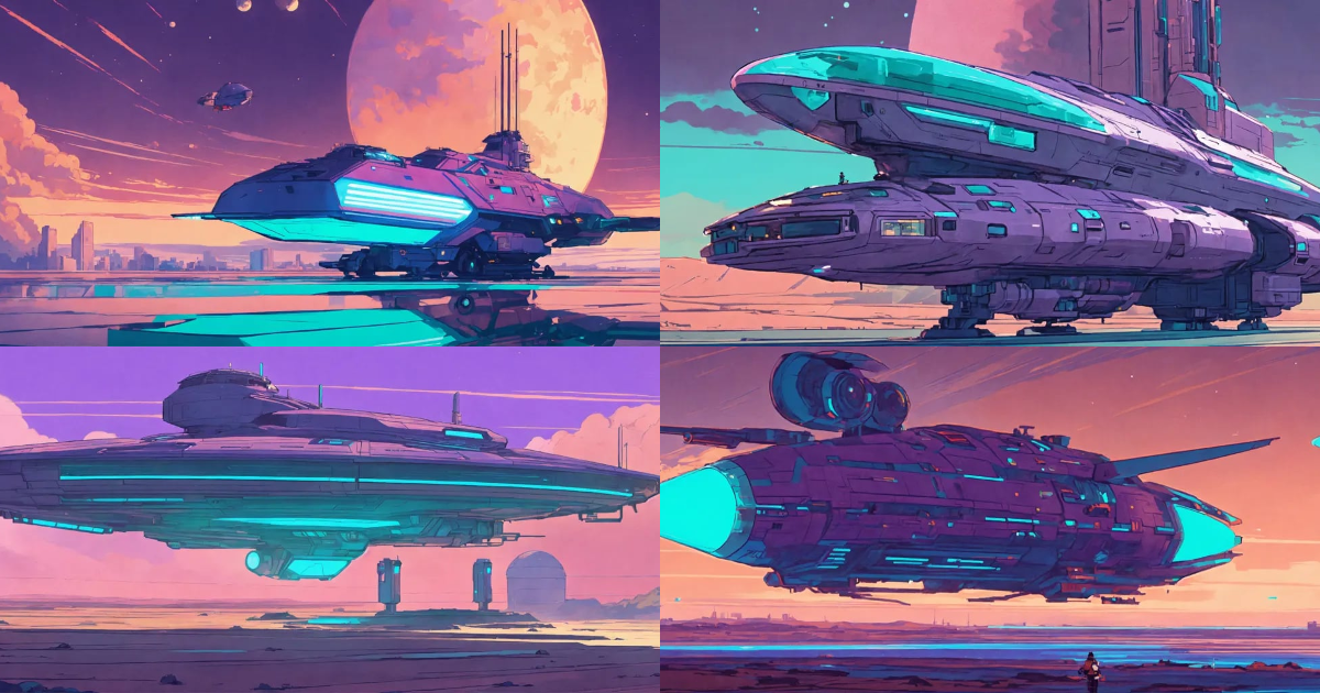 Lexica - Photo of futuristic spaceship roaming vertically on empty ...