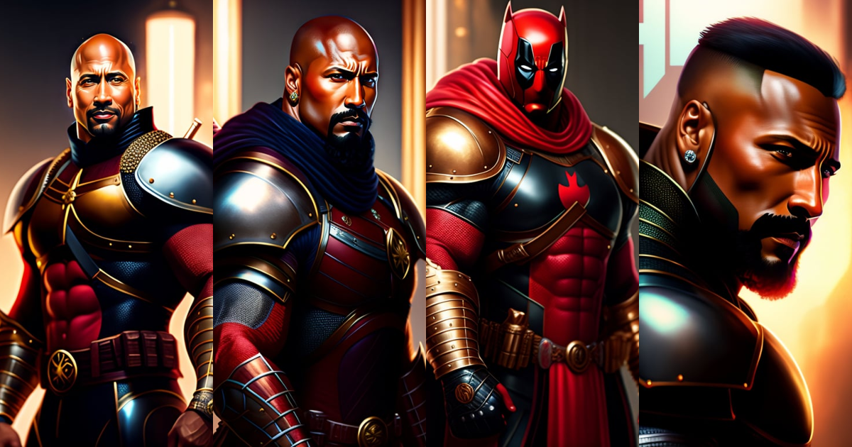 Lexica - Dwayne johnson, Full body potrait extremely muscular deadpool ...