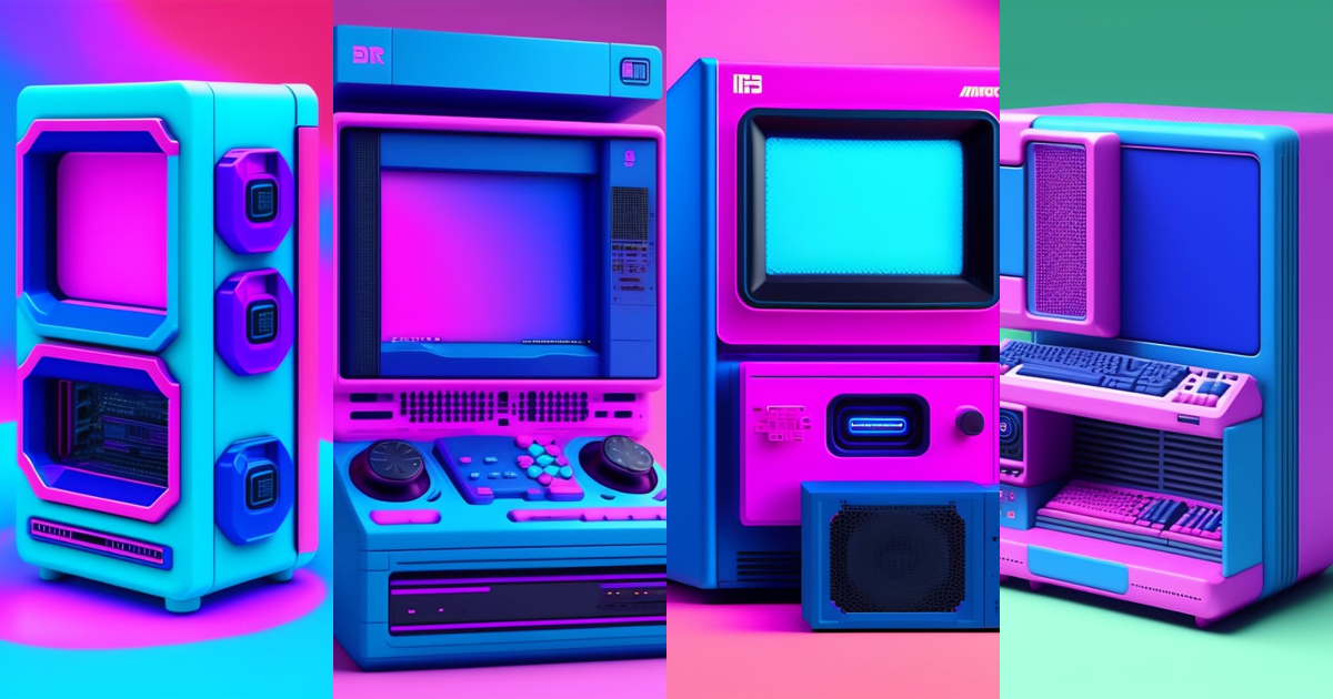Lexica - Blue and pink computer, style 80s, pixel art, gaming