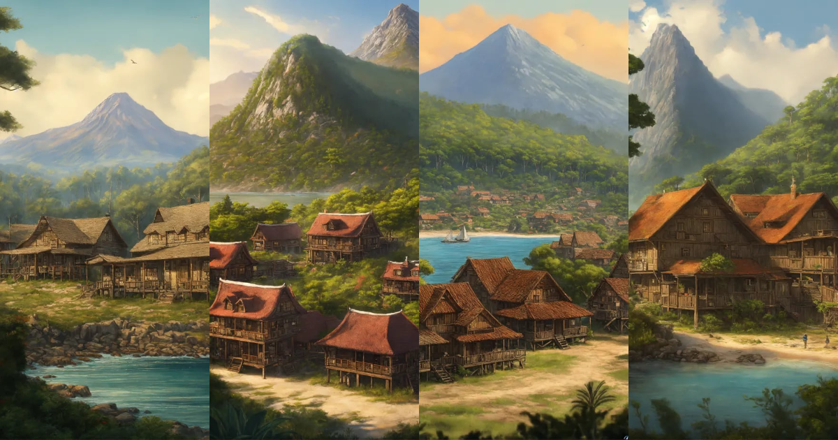 Lexica - Coastal Colonial frontier hamlet surrounded by palissade, pine ...