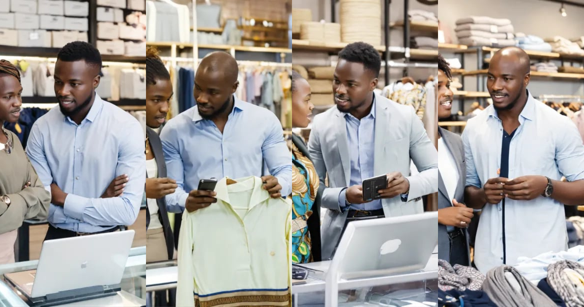 Lexica - A confident african sales man standing talking to female ...