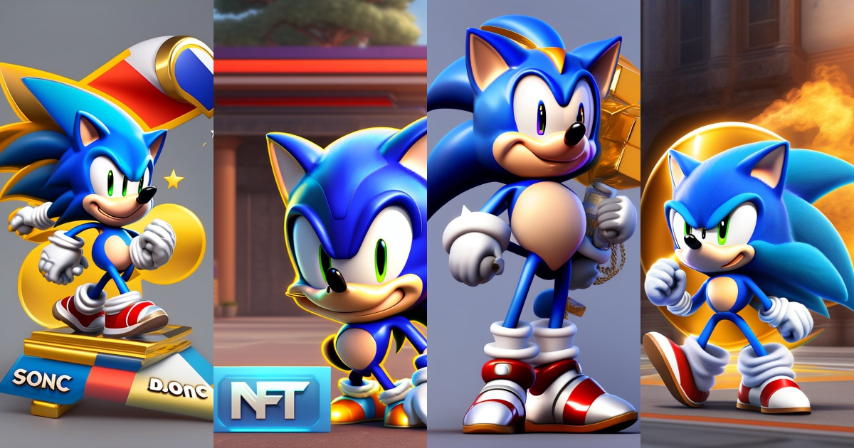 Lexica - Sonic from the game, NFT style and dollar on the background