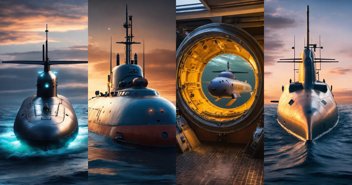 Lexica - Ultra realistic photo of a highly advanced space faring submarine
