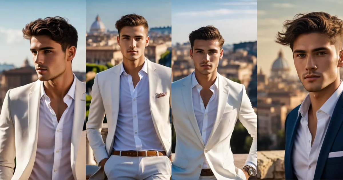 Lexica - Photo of one young male model in whiteclothes looking to the ...
