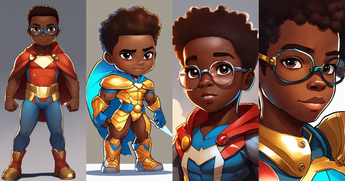 Lexica - Make me Cartoon little African American dark skinned boy ...